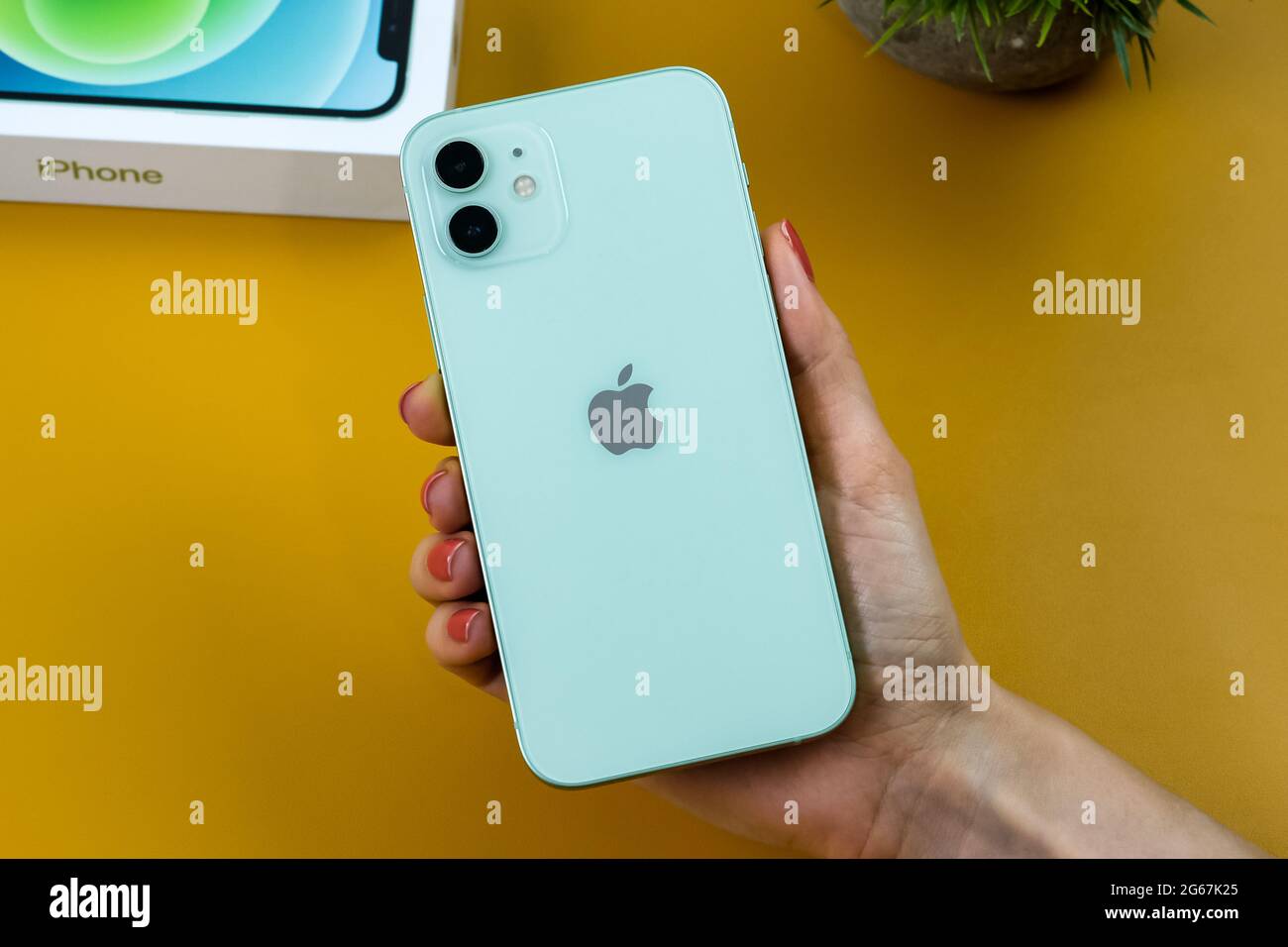 iPhone 12 in green color Stock Photo - Alamy