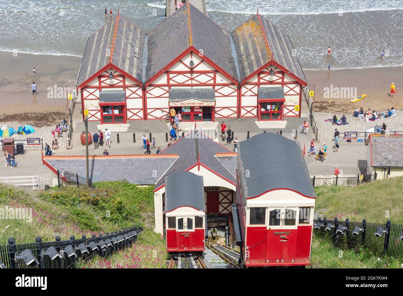 Saltburn Cliff Lift and Pier from Upper Station, Saltburn-by-the-Sea ...