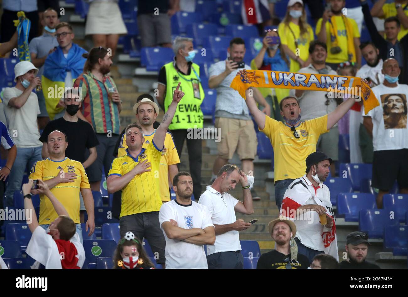 Ukraine fans in the stands before the UEFA Euro 2020 Quarter Final ...
