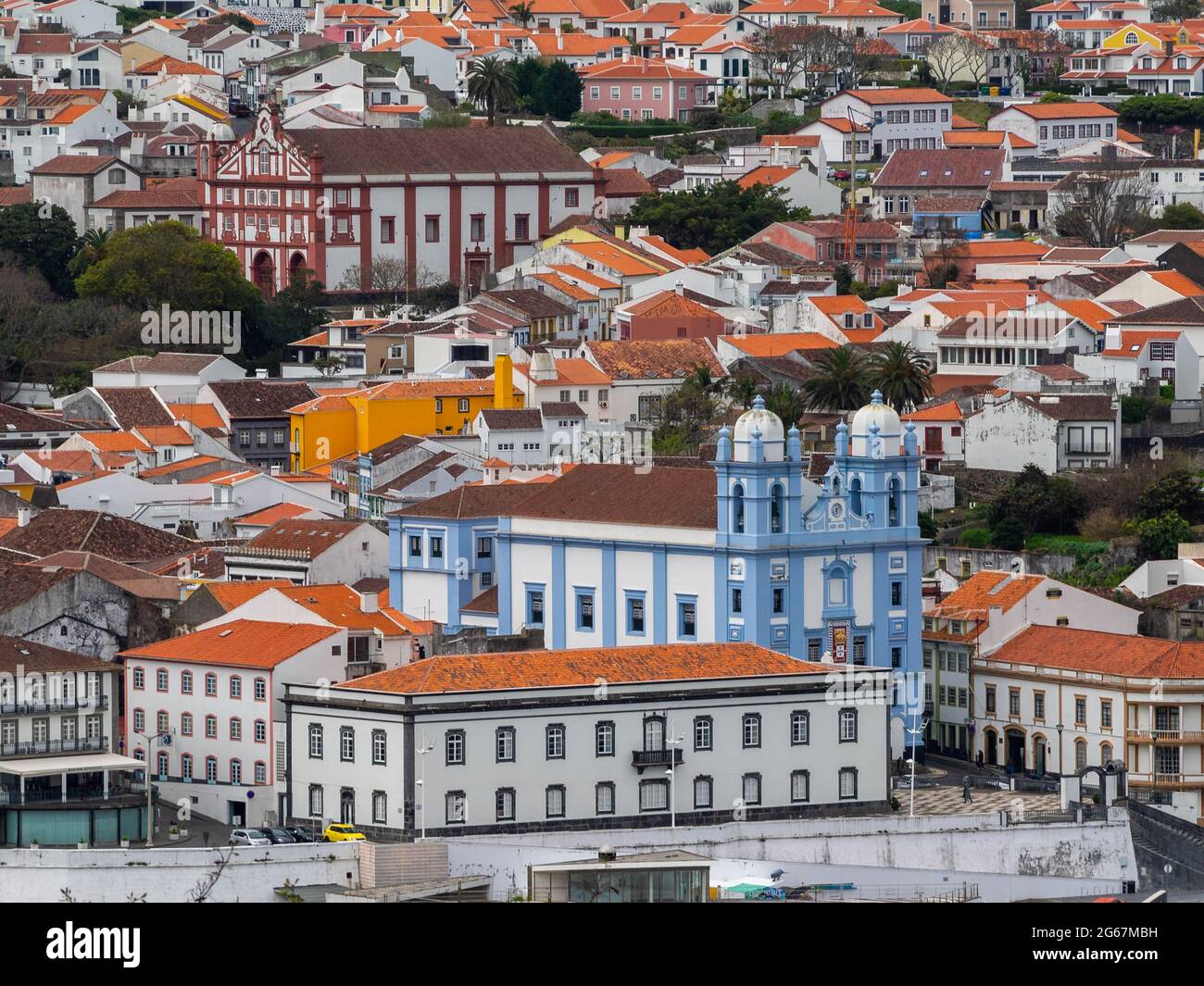General view of downtown Angra do Heroismo, Terceira Island Stock Photo ...