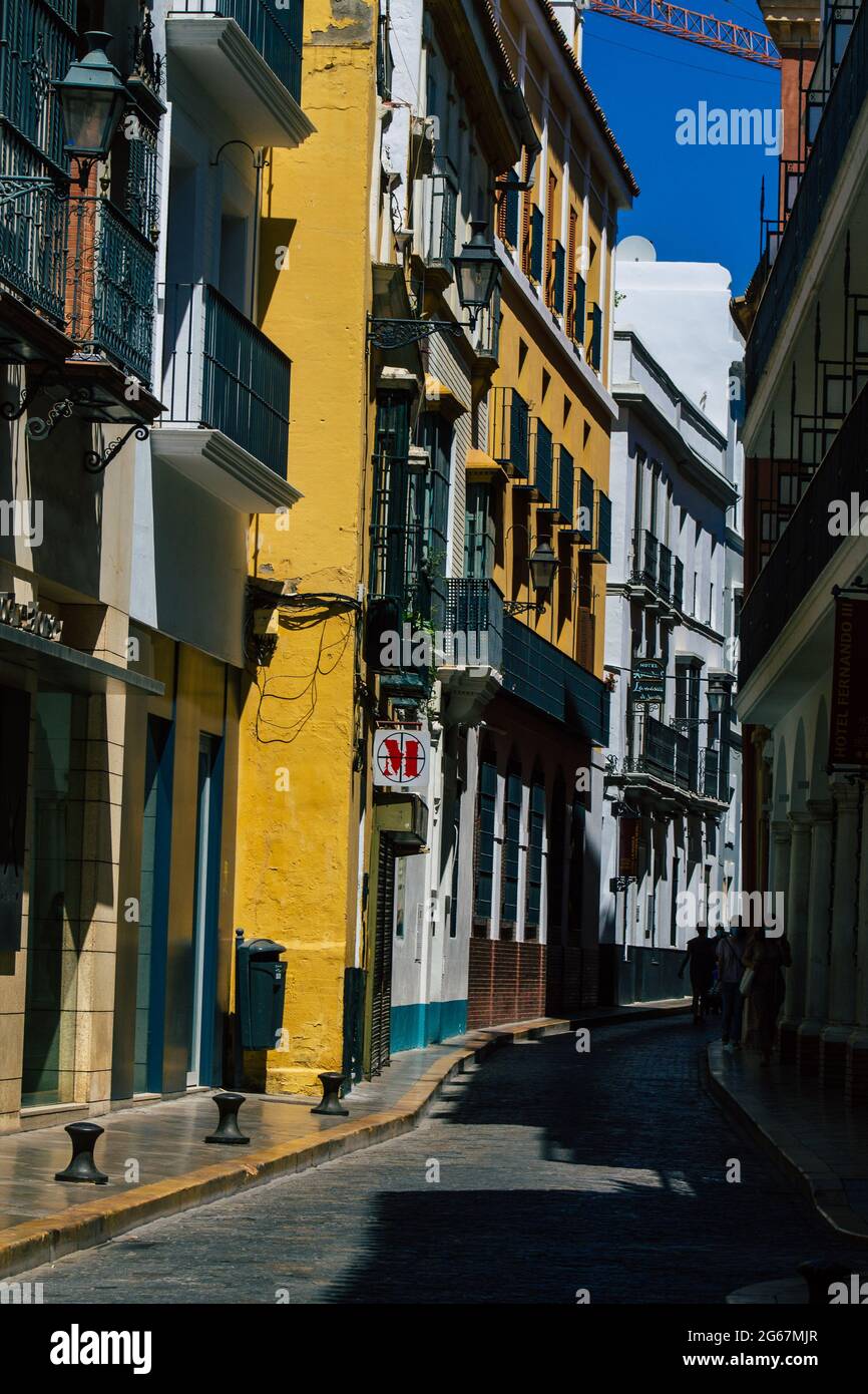 Seville Spain July 02, 2021 Urban landscape of the city of Seville, an ...