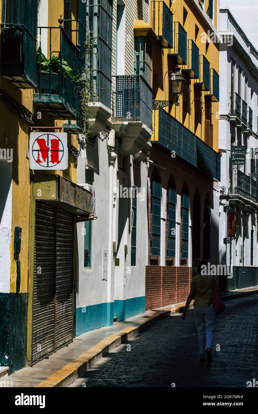 Seville Spain July 02, 2021 Urban landscape of the city of Seville, an ...
