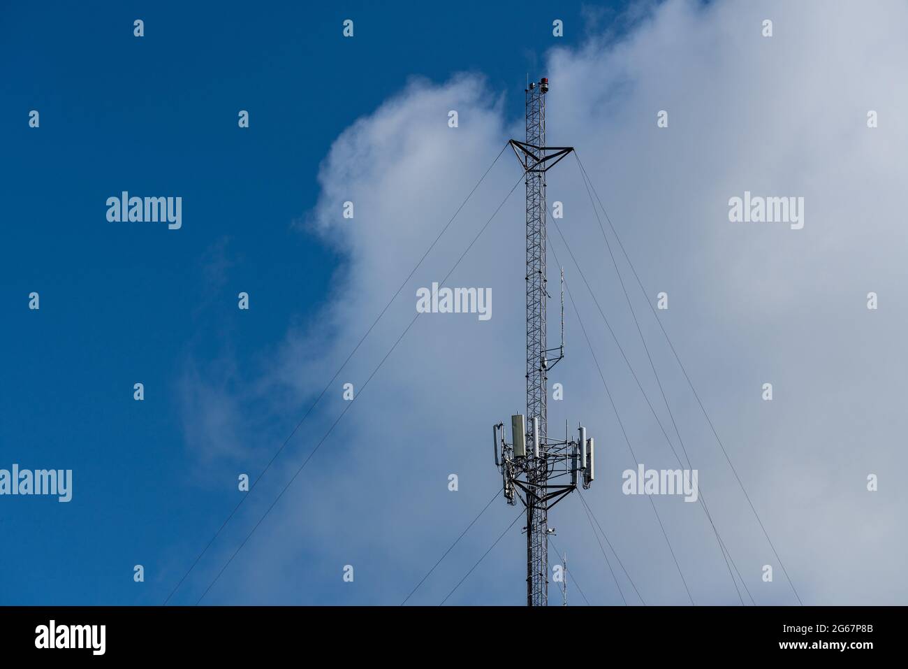 Aerial view of mobile phone cell tower to illustrate lack of broadband ...