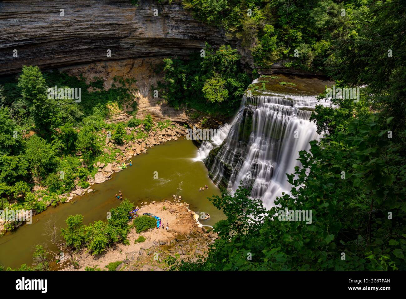 One of the cascades at Burgess Falls State park in Tennessee with ...