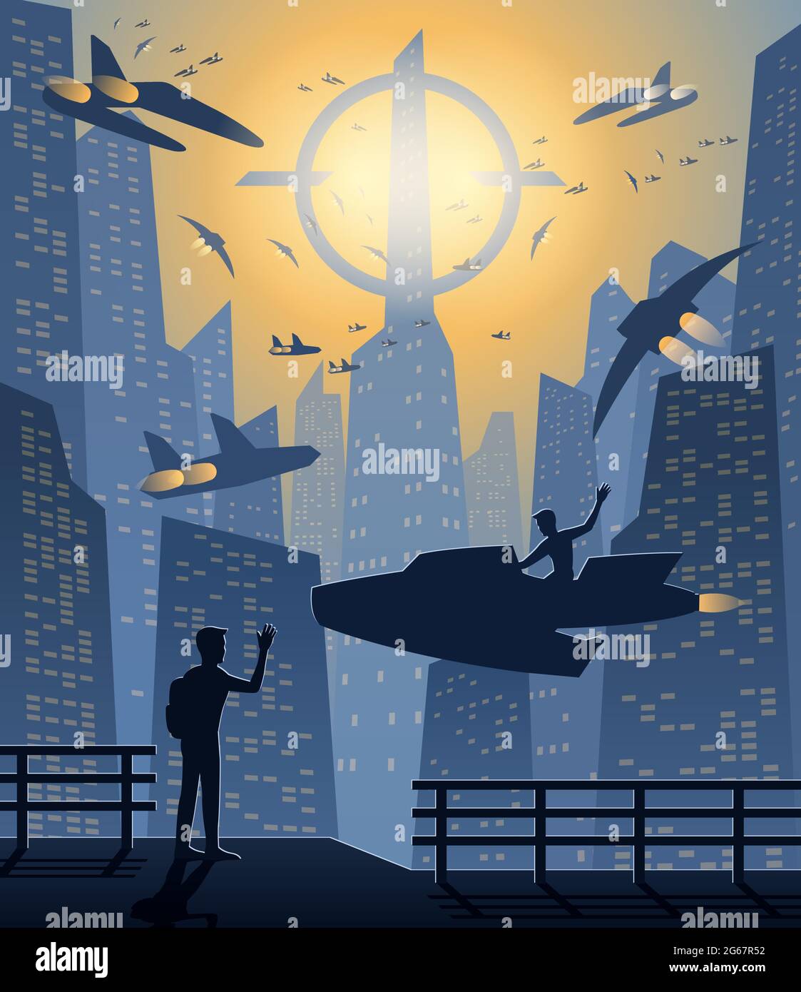 Silhouette conceptual design of the city in the future,vector ...