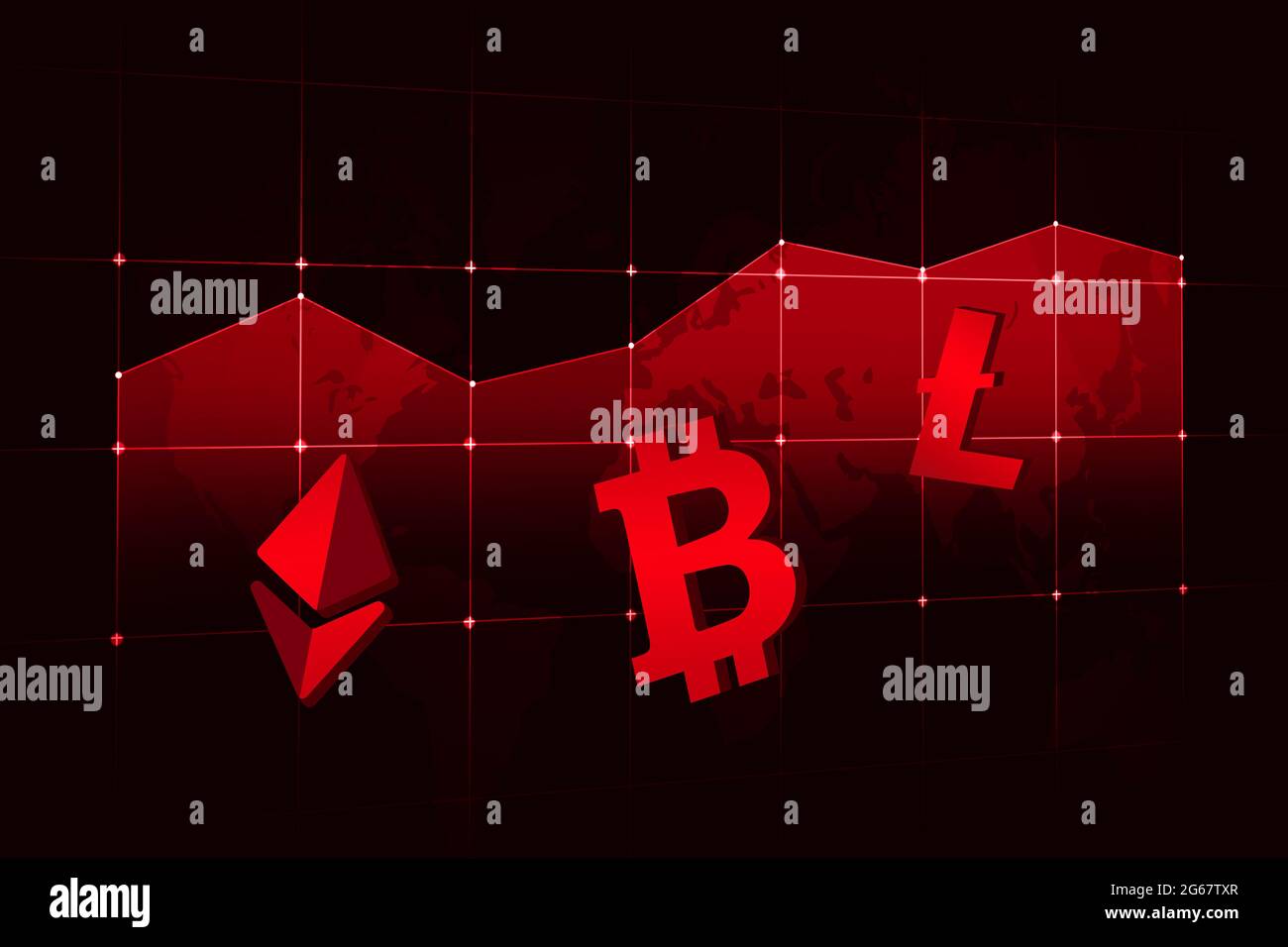Modern Red Crypto Currency Market Crash Backdrop with Red Graphical ...