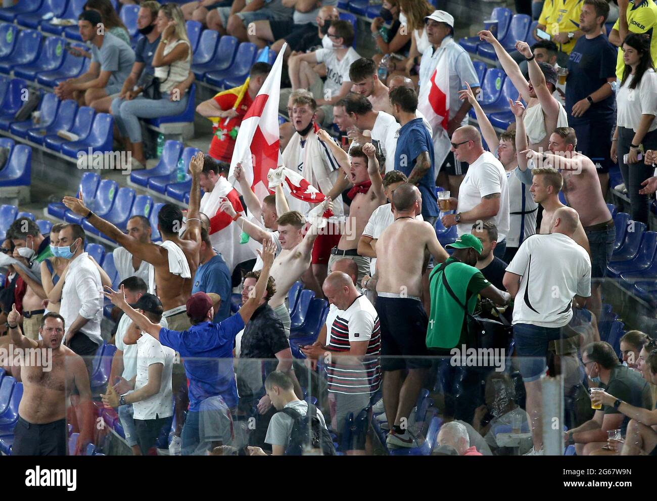 England fans in the stands during the UEFA Euro 2020 Quarter Final ...