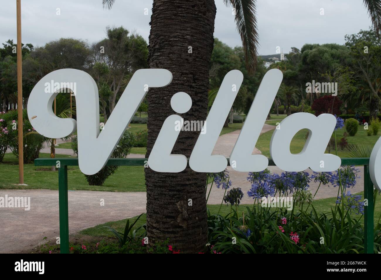 Villa white text inscriptions and phrases isolated on a green ...