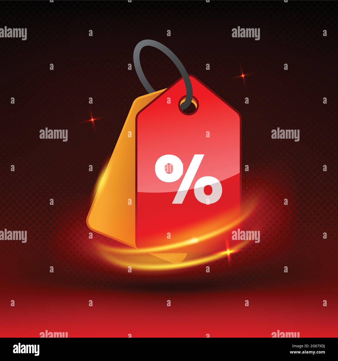 Shiny red sale label tag with percentage sign on red background ...