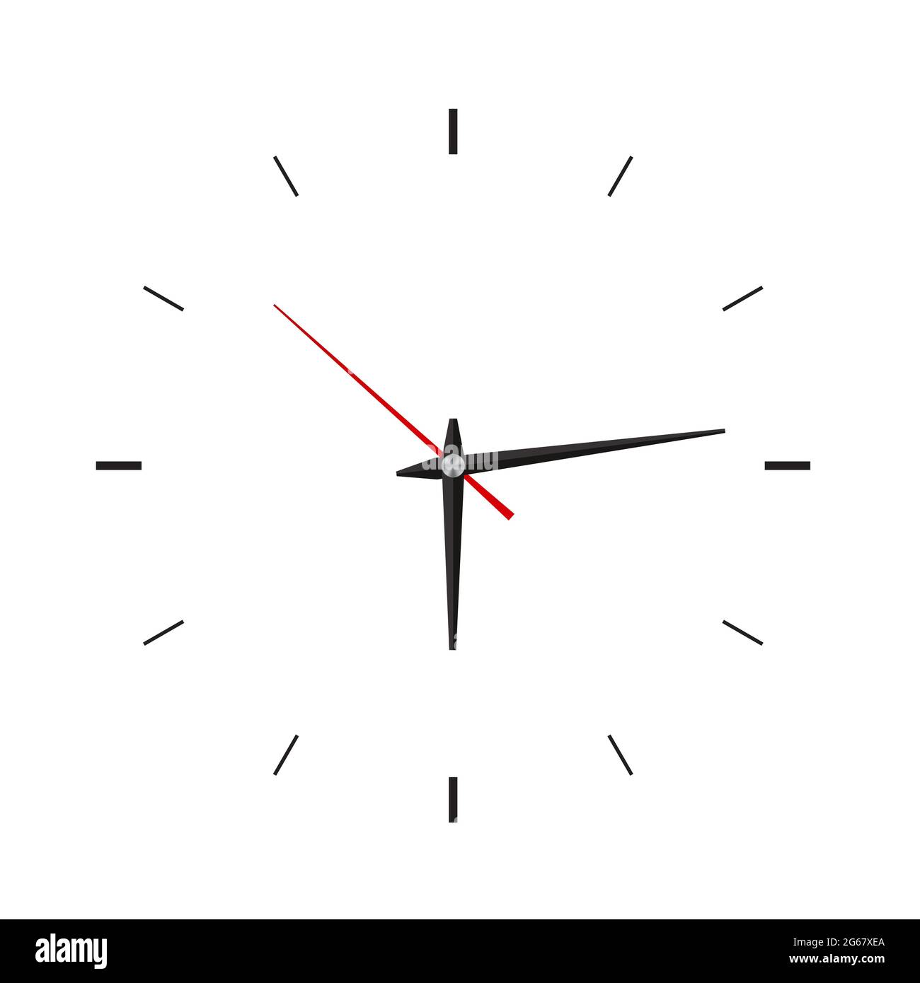 Minimalistic watch dial with red seconds and shadows. Vector ...