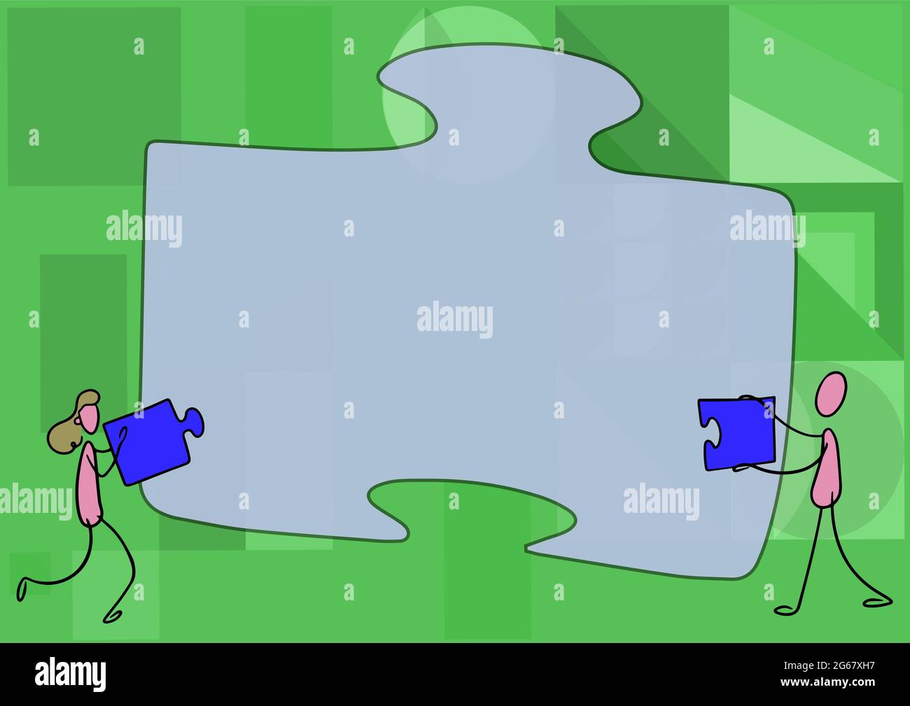 Colleagues Drawing Fitting Two Pieces Of Jigsaw Puzzle Together Showing ...