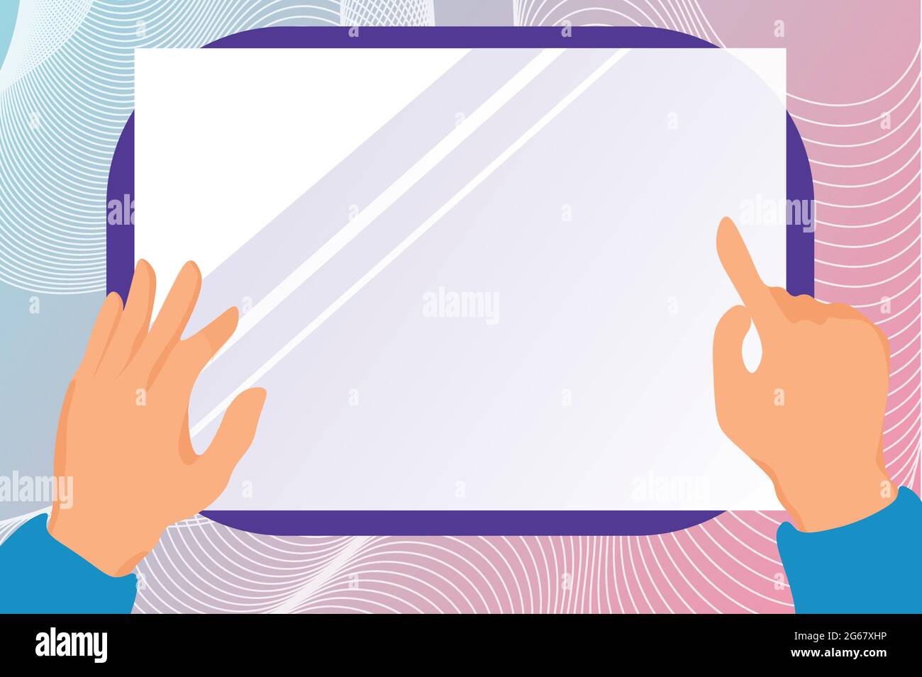 Businessman hand tapping tablet screen Stock Vector Images - Alamy