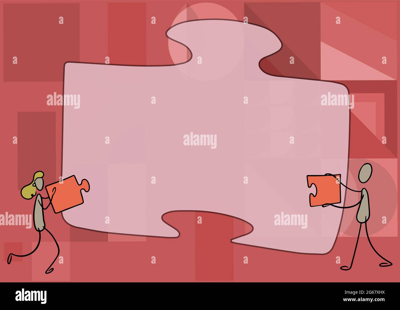 Colleagues Drawing Fitting Two Pieces Of Jigsaw Puzzle Together Showing ...