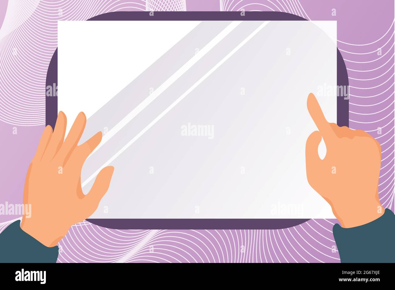 Hands Illustration Drawing On Tablet Screen. Holding Screen Showing ...