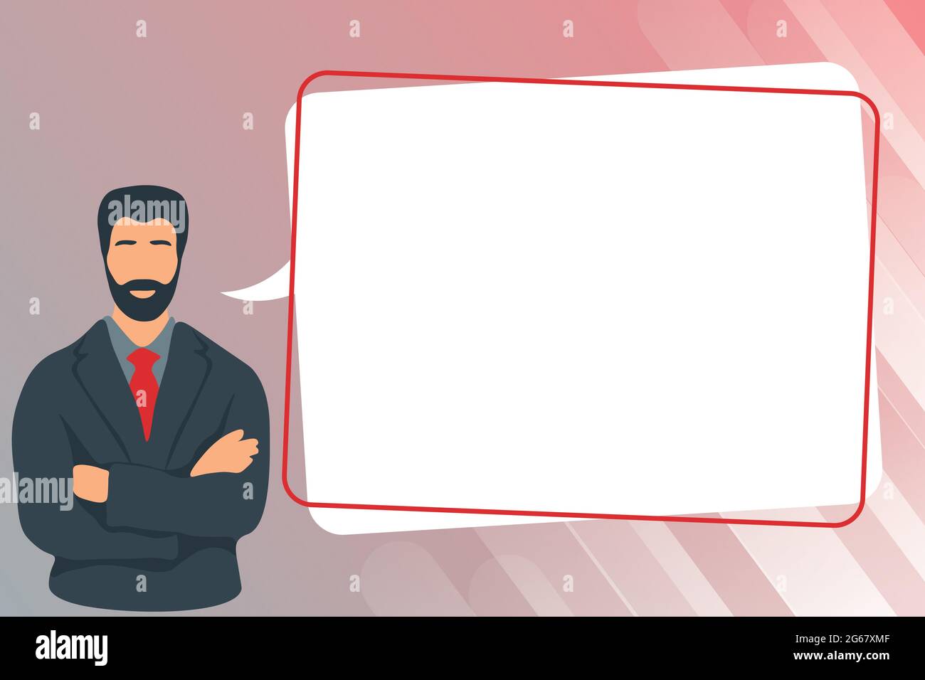 Man Crossing Hands Illustration Standing With Speech Bubble Delivering ...