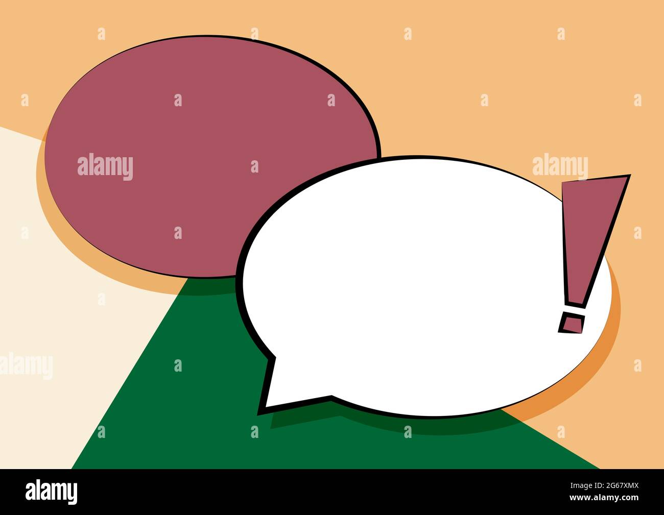 Two Colorful Overlapping Speech Bubble Drawing With Exclamation Mark ...