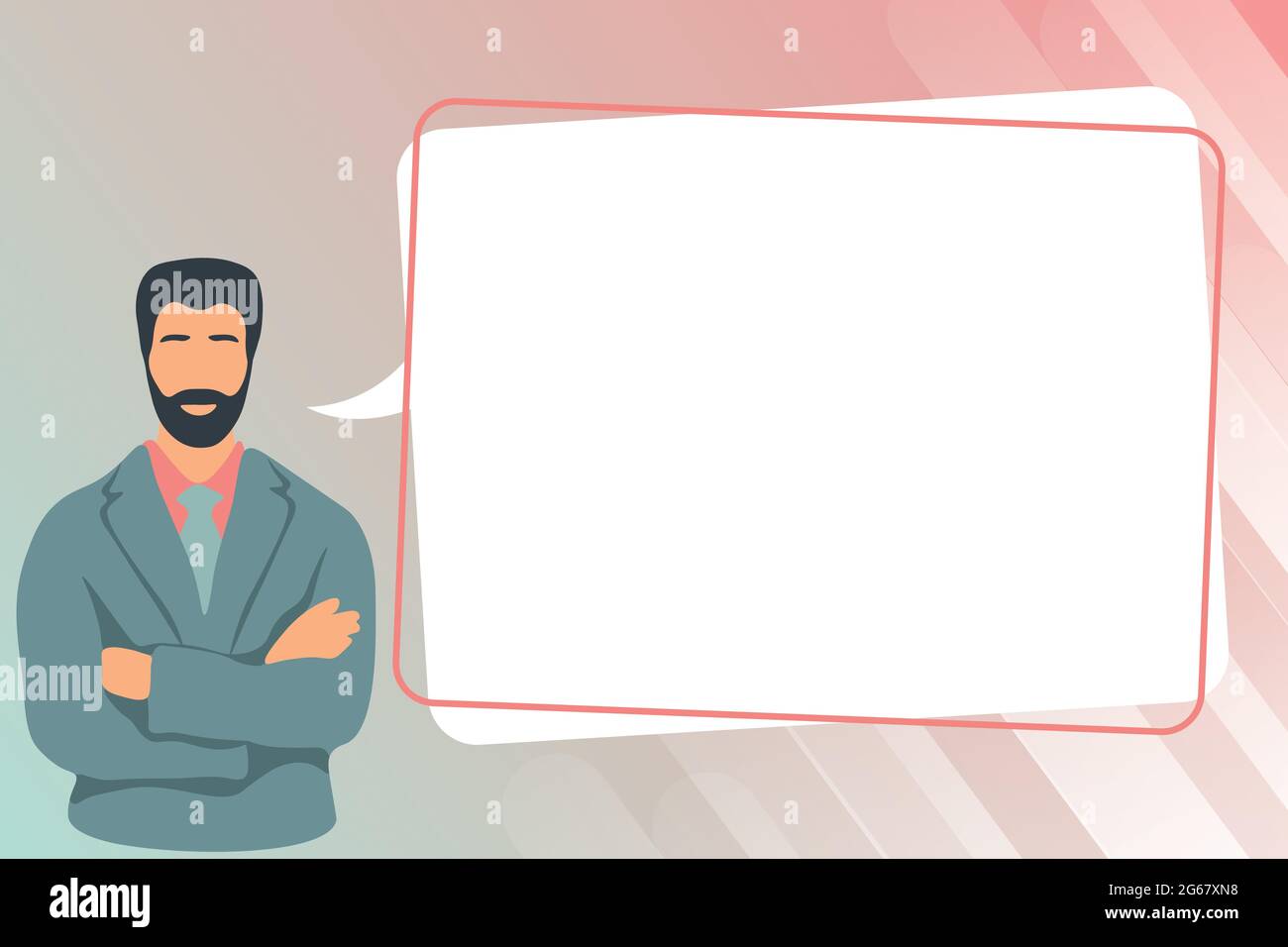 Man Crossing Hands Illustration Standing With Speech Bubble Delivering ...