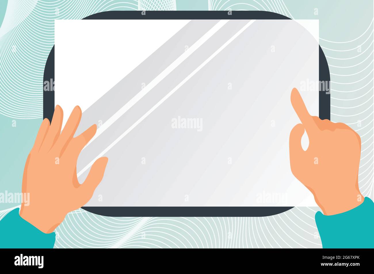 Hands Illustration Drawing On Tablet Screen. Holding Screen Showing ...