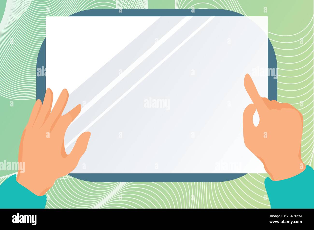 Hands Illustration Drawing On Tablet Screen. Holding Screen Showing ...