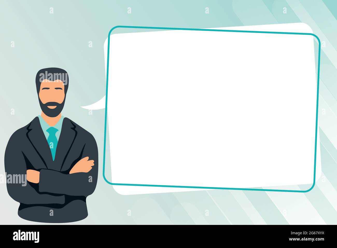 Man Crossing Hands Illustration Standing With Speech Bubble Delivering ...