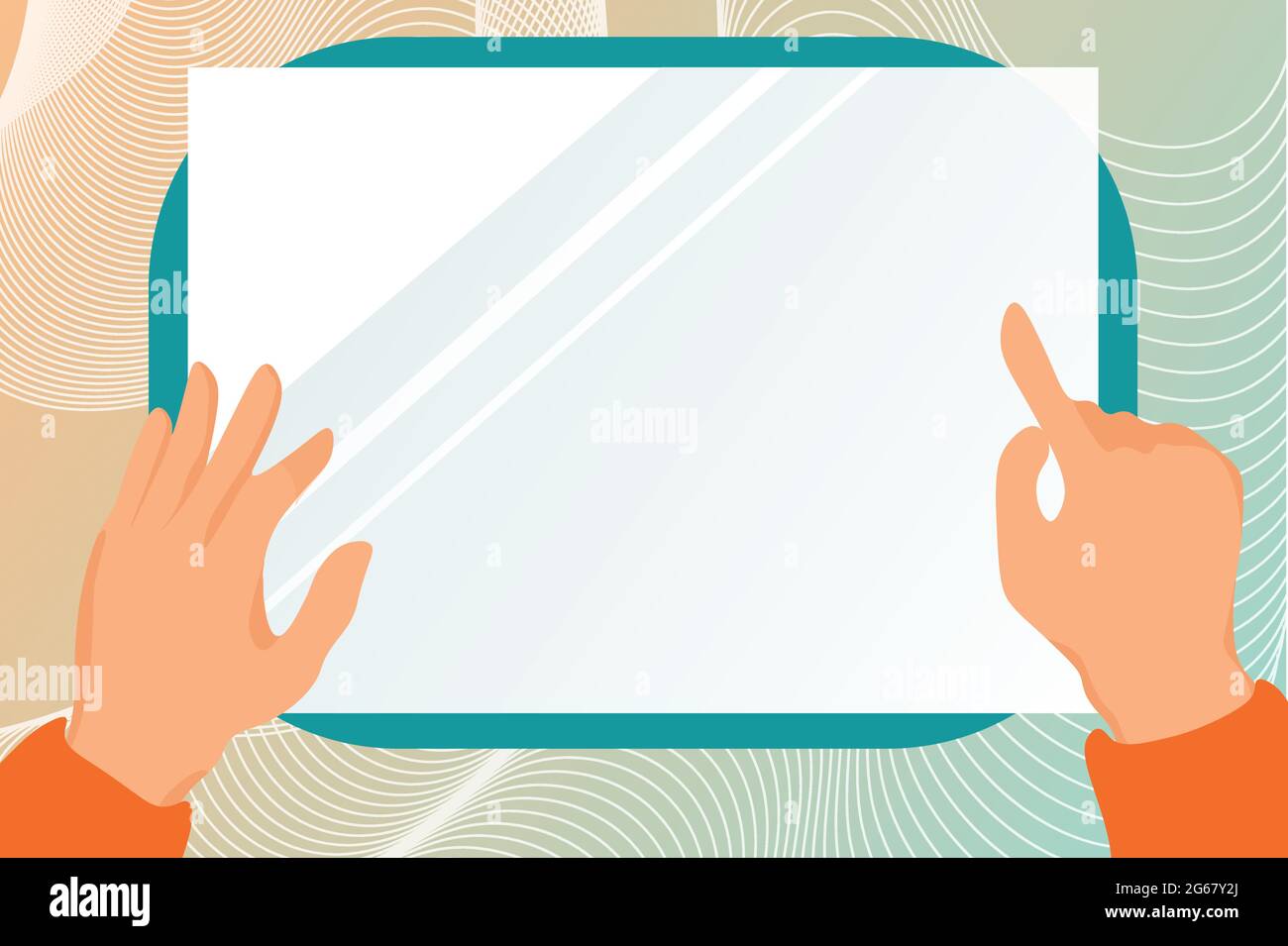 Businessman hand tapping tablet screen Stock Vector Images - Alamy