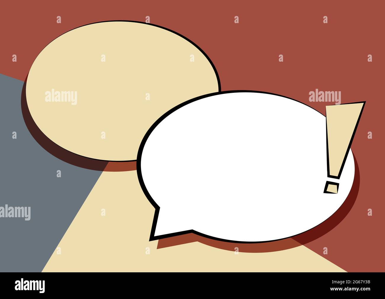 Two Colorful Overlapping Speech Bubble Drawing With Exclamation Mark ...