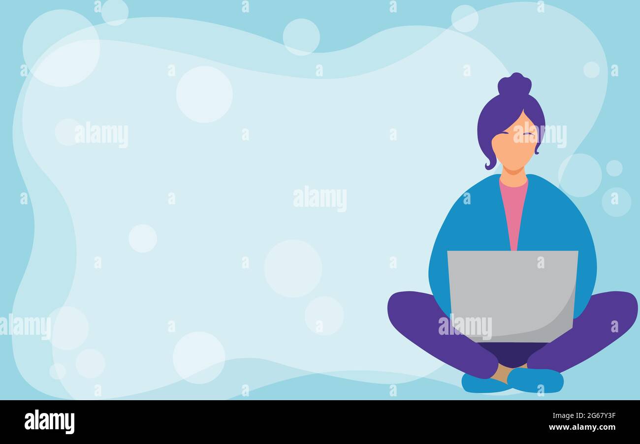 Young Lady Sitting With Crossed Legs While Using Laptop Showing ...