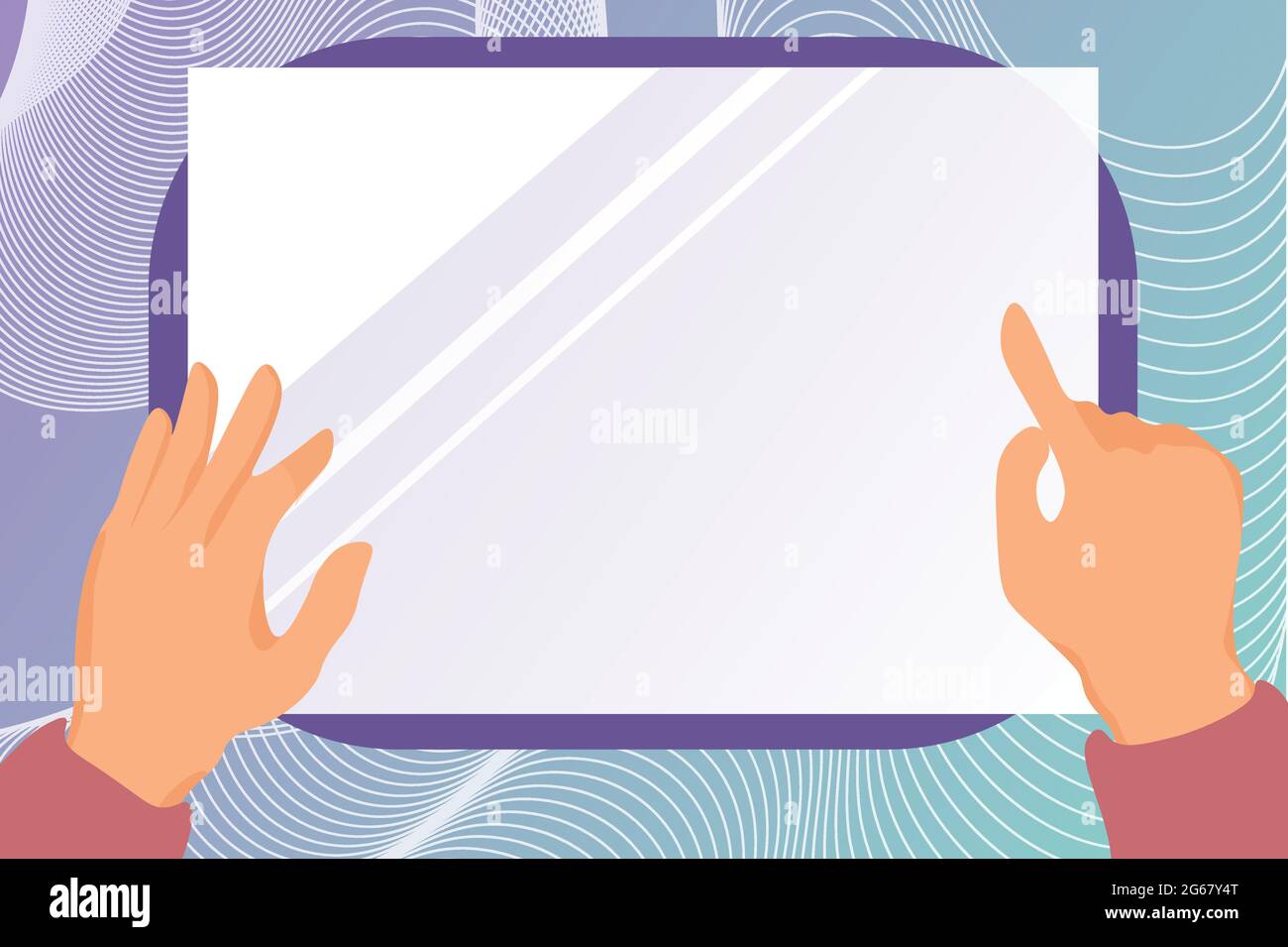 Hands Illustration Drawing On Tablet Screen. Holding Screen Showing ...
