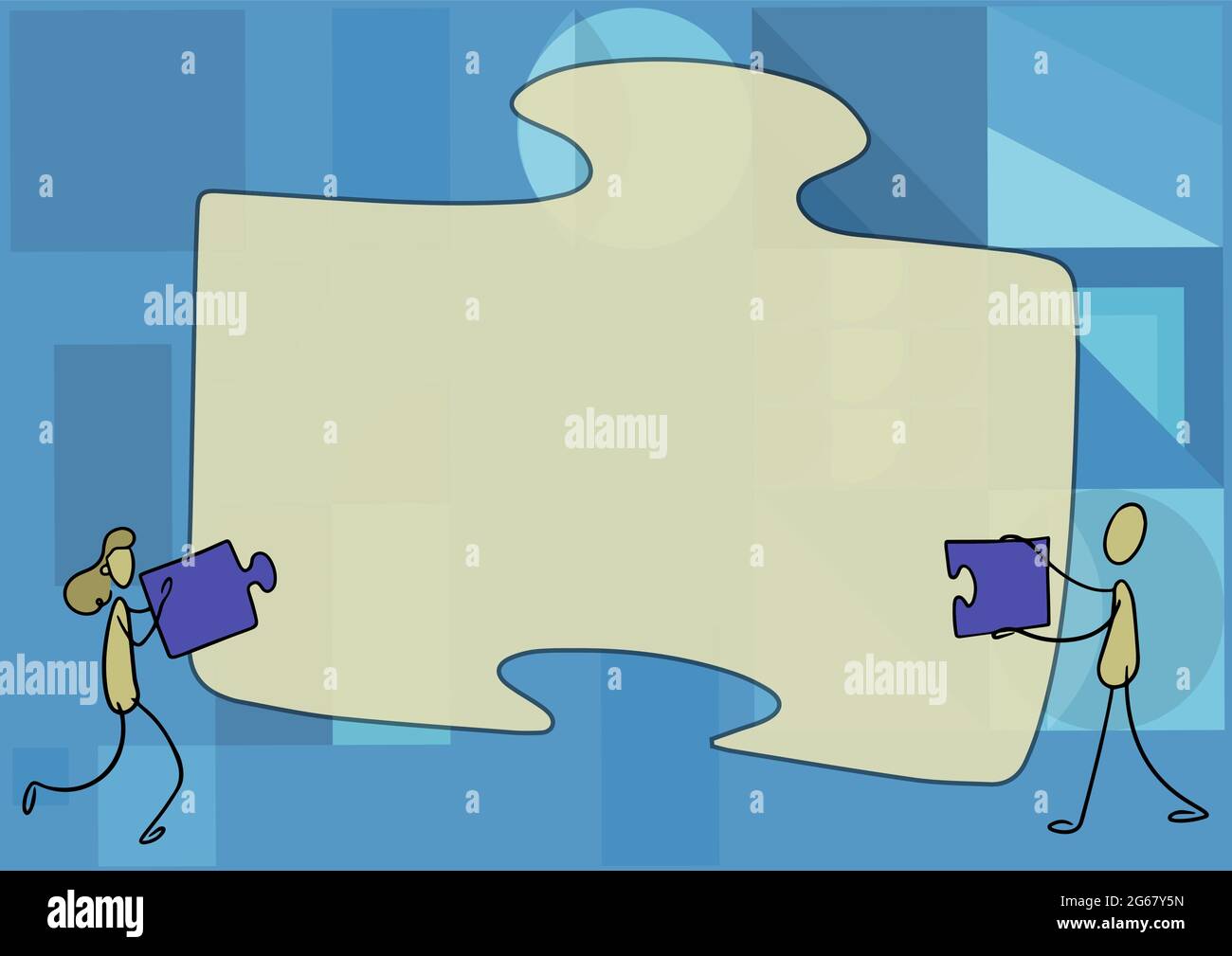 Colleagues Drawing Fitting Two Pieces Of Jigsaw Puzzle Together Showing ...