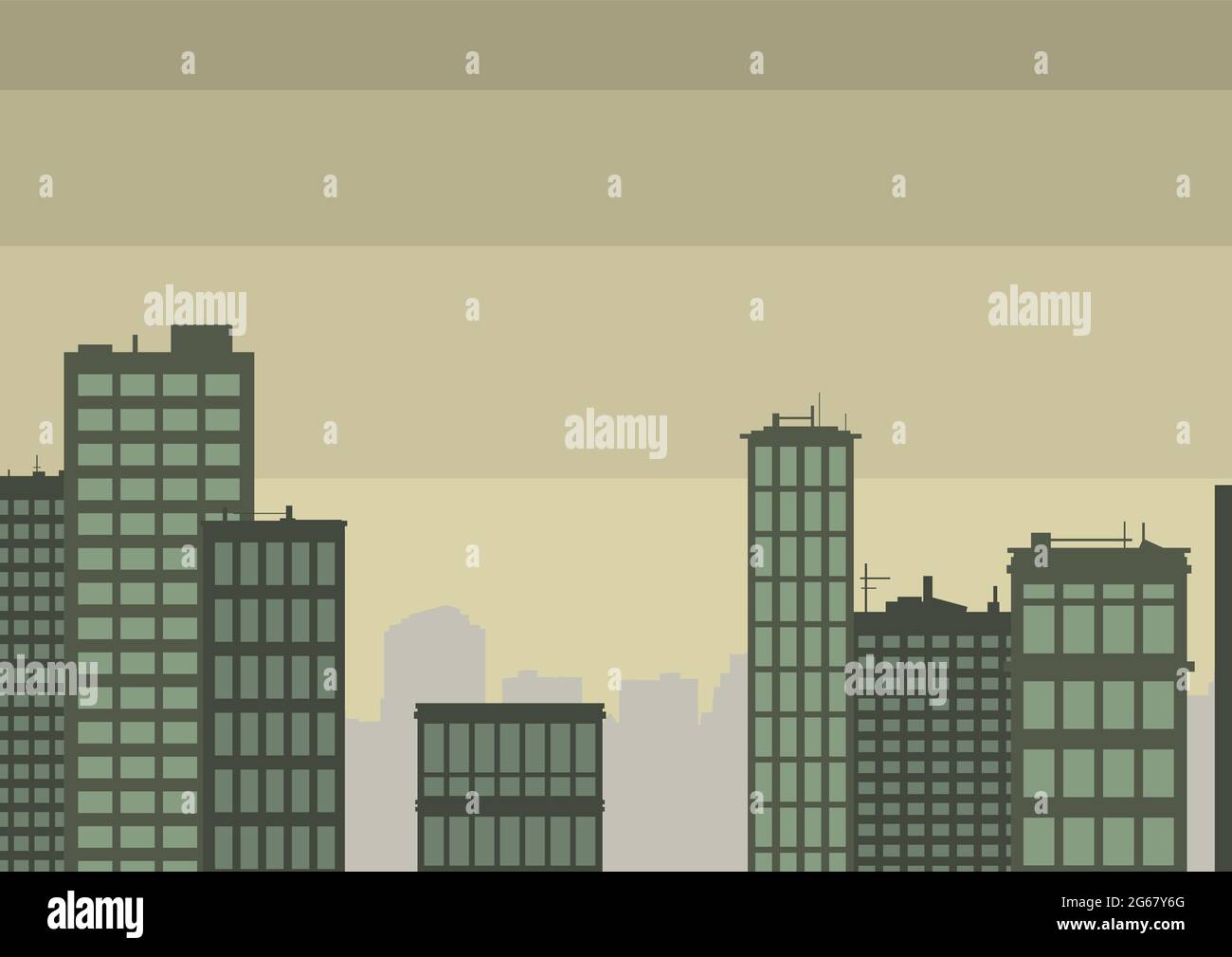 Multiple Skyscrapers Drawing Showing City Skyline. Diffrent High-Rise ...