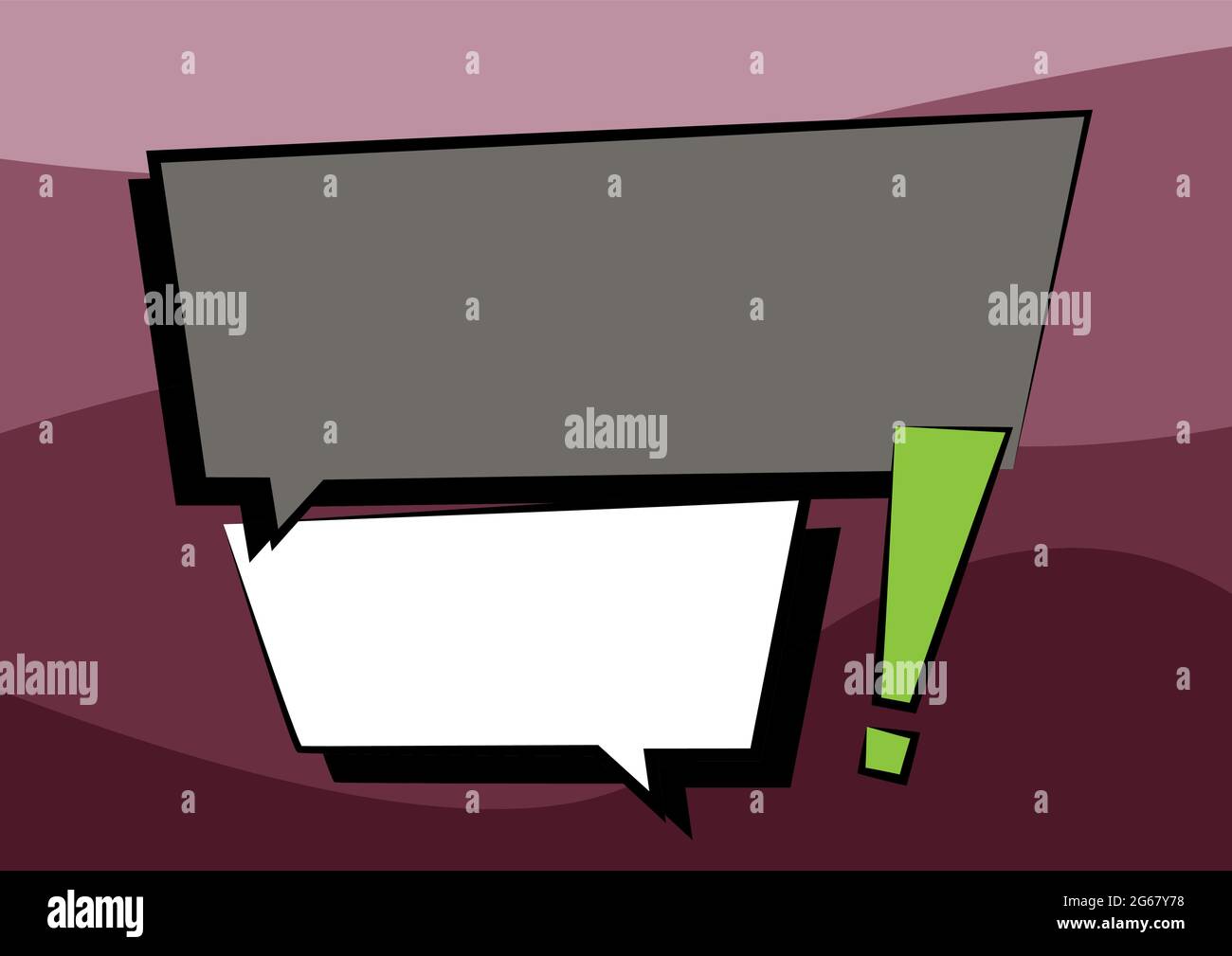 Two Colorful Overlapping Dialogue Box Drawing With Exclamation Mark ...