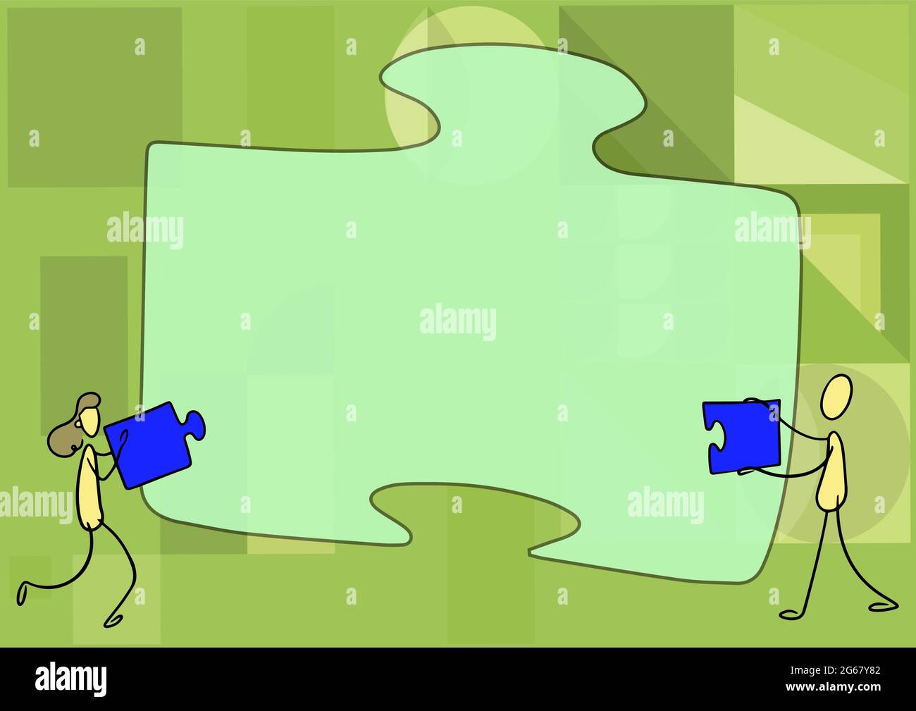 Colleagues Drawing Fitting Two Pieces Of Jigsaw Puzzle Together Showing ...