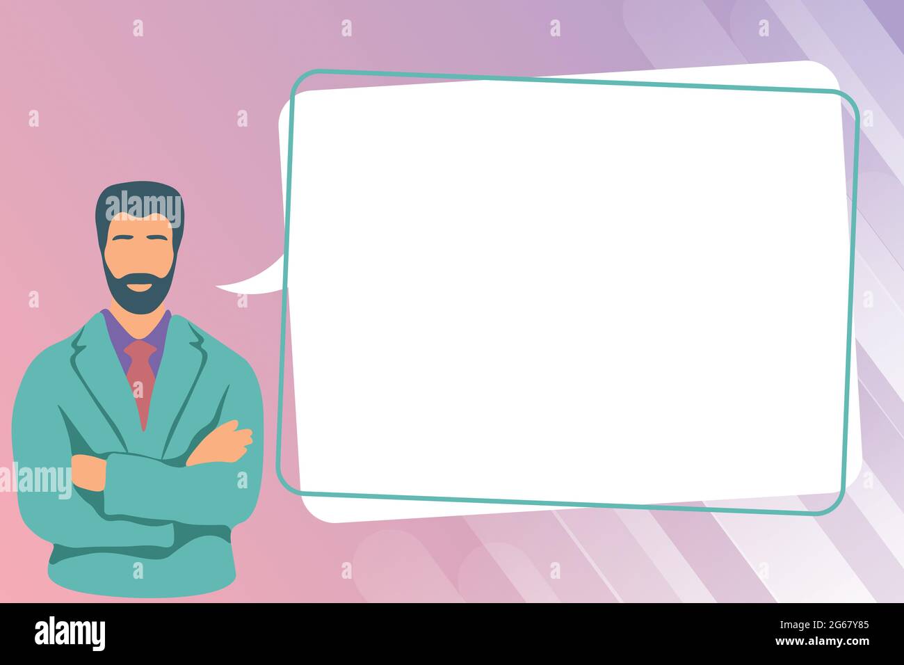 Man Crossing Hands Illustration Standing With Speech Bubble Delivering ...