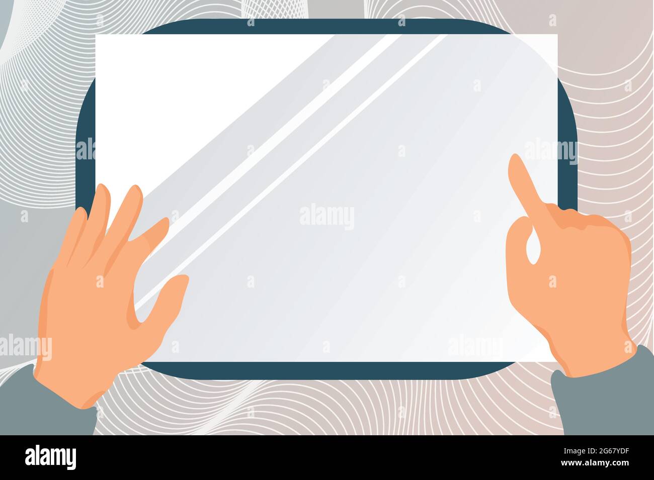 Hands Illustration Drawing On Tablet Screen. Holding Screen Showing ...