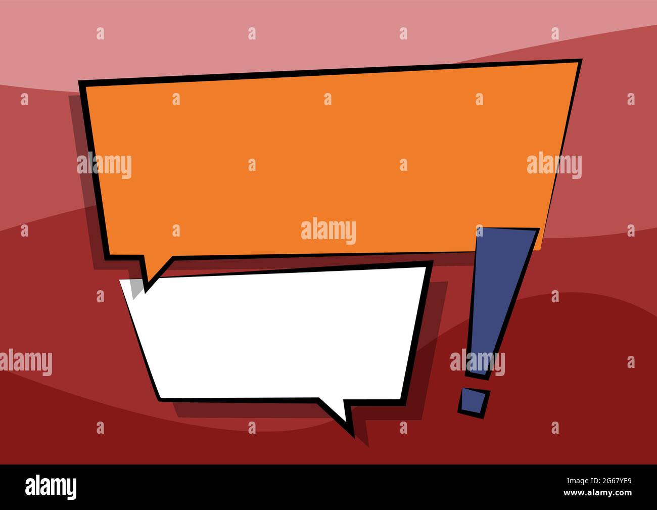 Two Colorful Overlapping Dialogue Box Drawing With Exclamation Mark ...