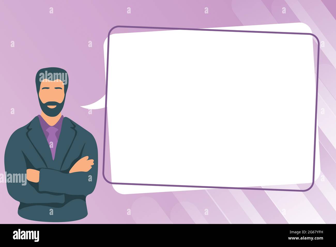 Man Crossing Hands Illustration Standing With Speech Bubble Delivering ...