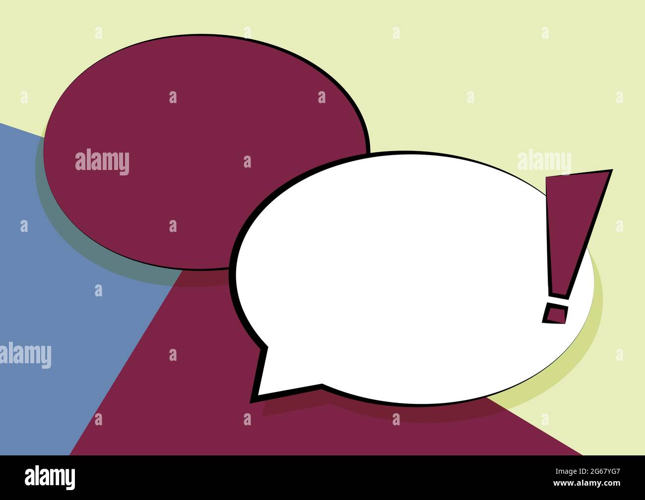 Two Colorful Overlapping Speech Bubble Drawing With Exclamation Mark ...