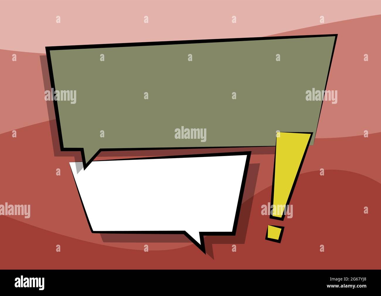 Two Colorful Overlapping Dialogue Box Drawing With Exclamation Mark ...