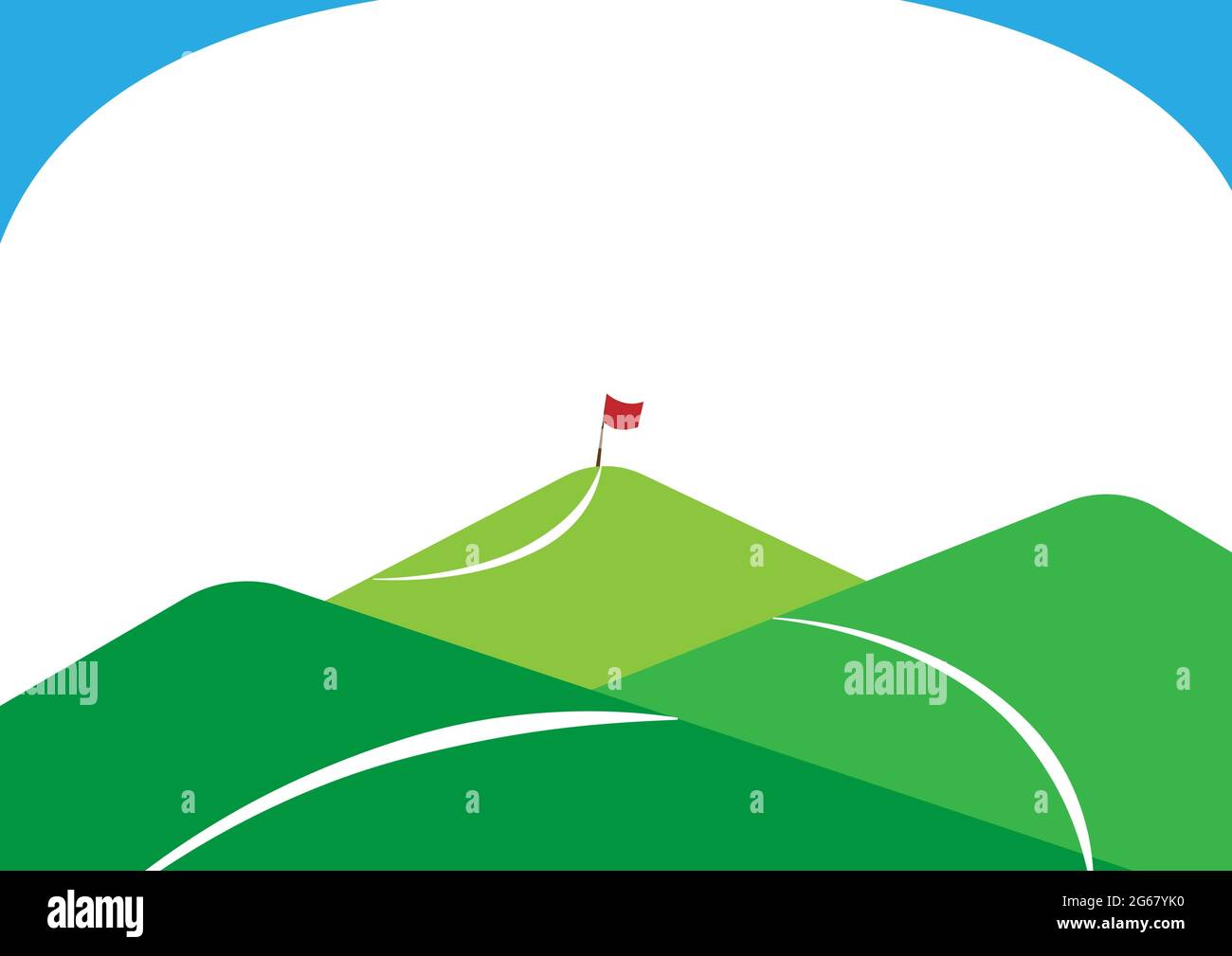 Mountain Range Drawing With Road Leading To Raised Flag At The Top ...