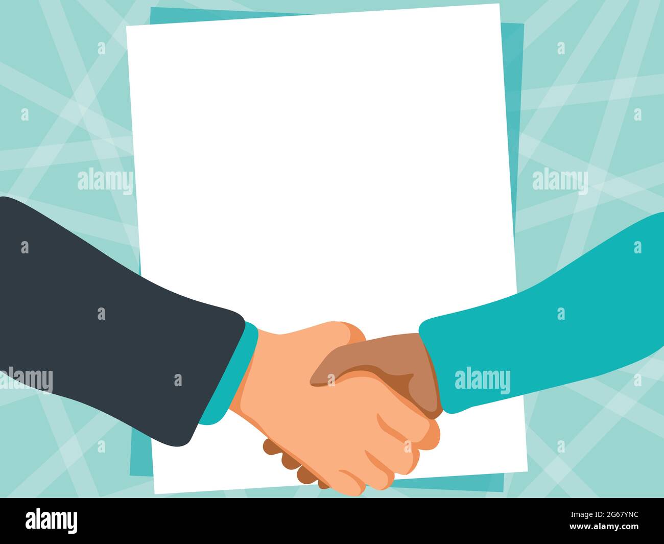Two Men Drawing With Empty Paper Background Shake Hands Presenting ...