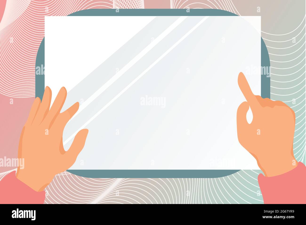Hands Illustration Drawing On Tablet Screen. Holding Screen Showing ...
