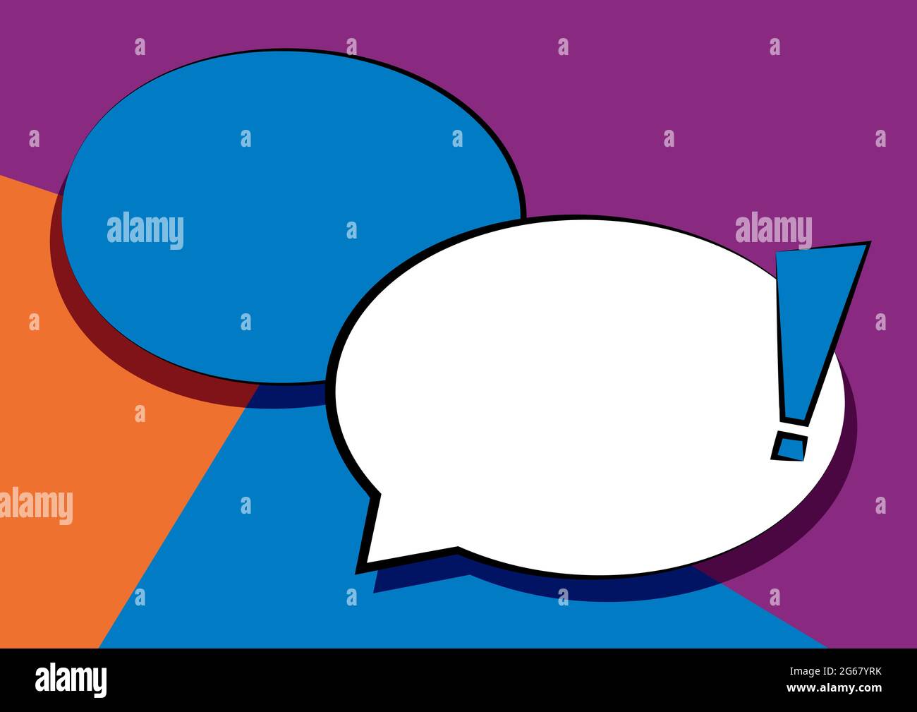Two Colorful Overlapping Speech Bubble Drawing With Exclamation Mark ...