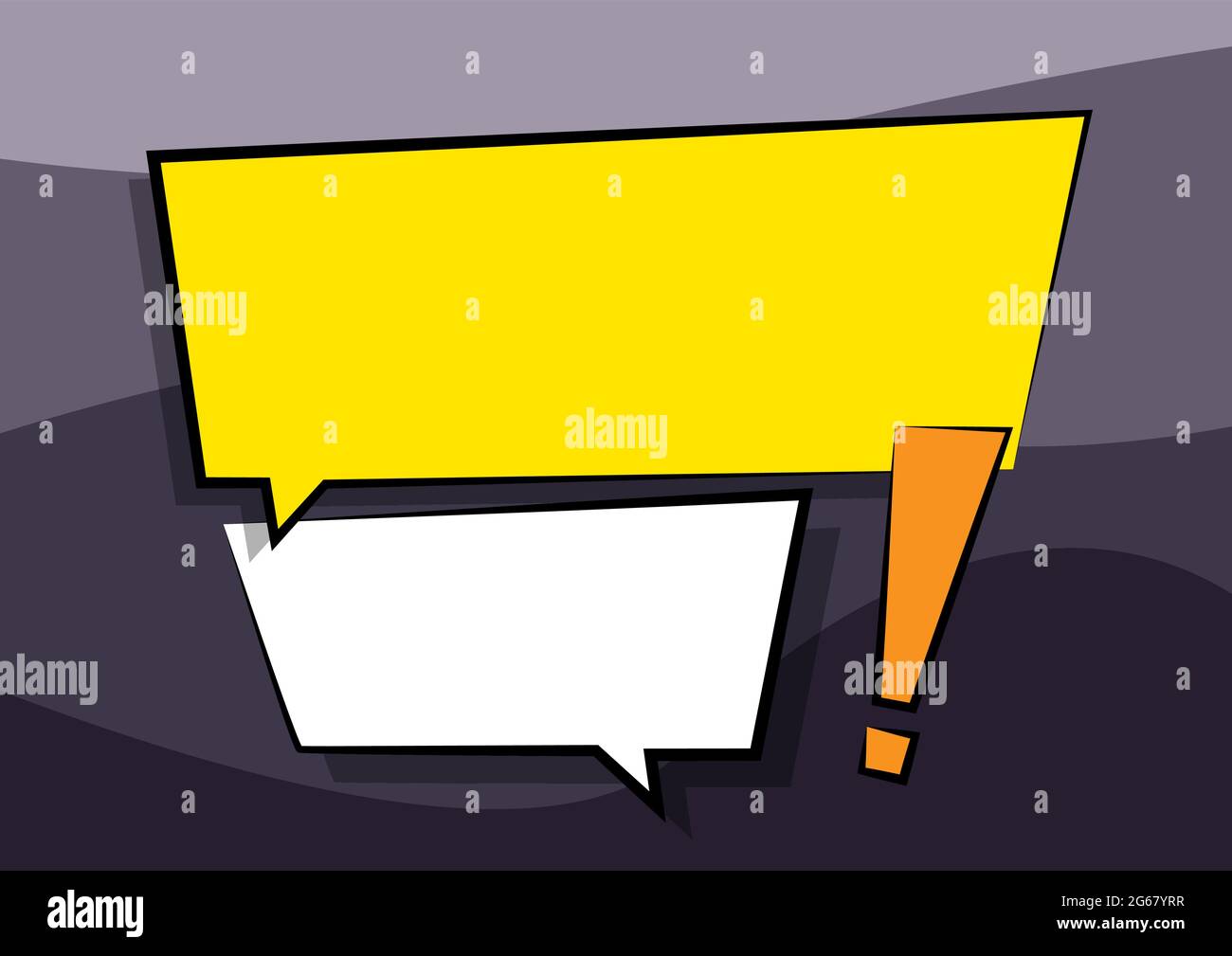 Two Colorful Overlapping Dialogue Box Drawing With Exclamation Mark ...