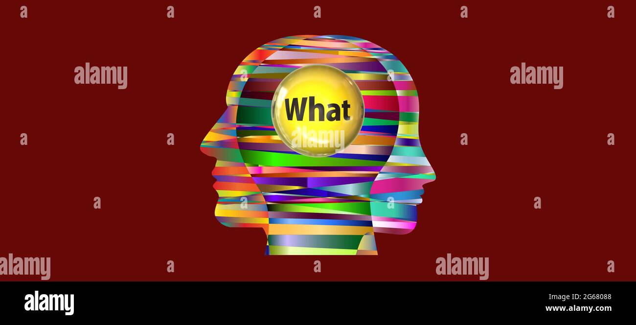 Conceptual background with human head silhouette and thoughts isolated ...