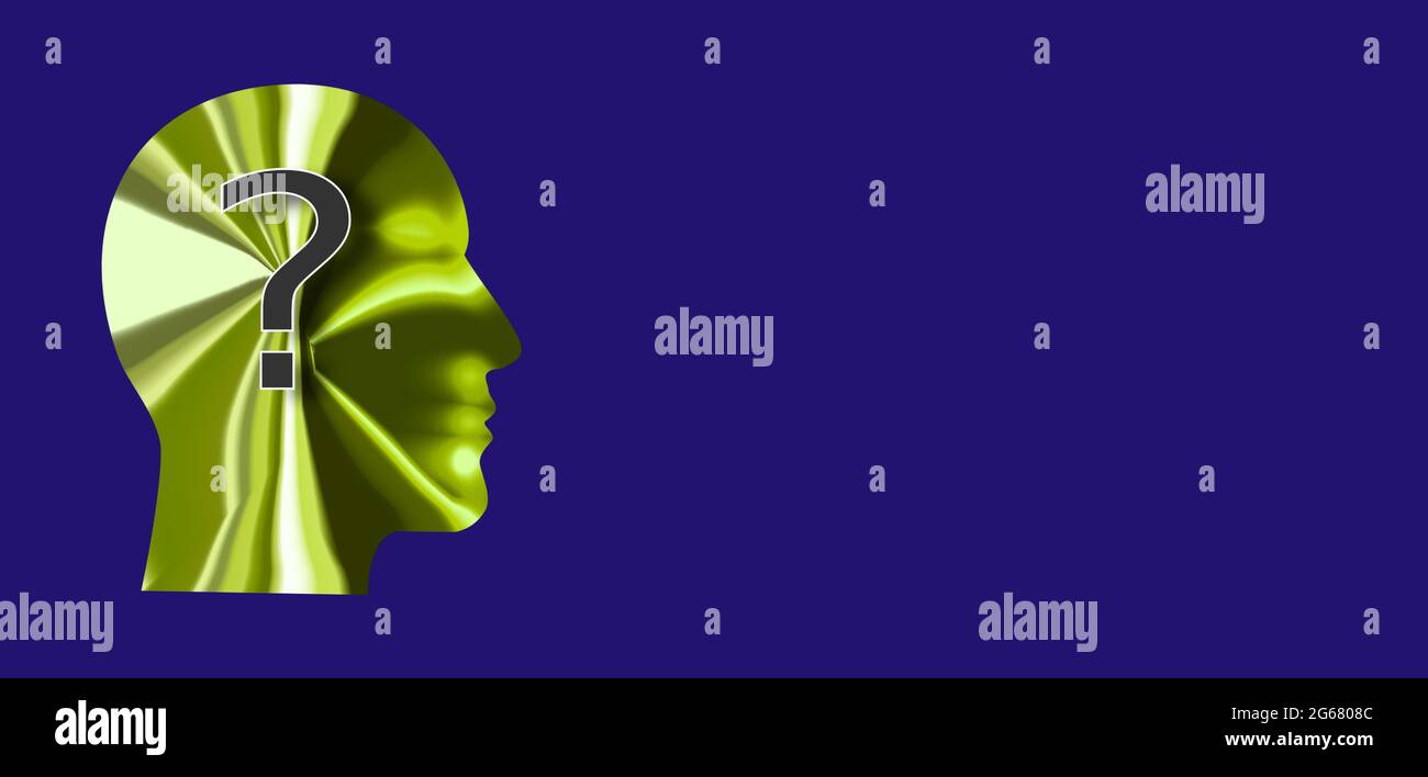 Conceptual background with human head silhouette and thoughts isolated ...