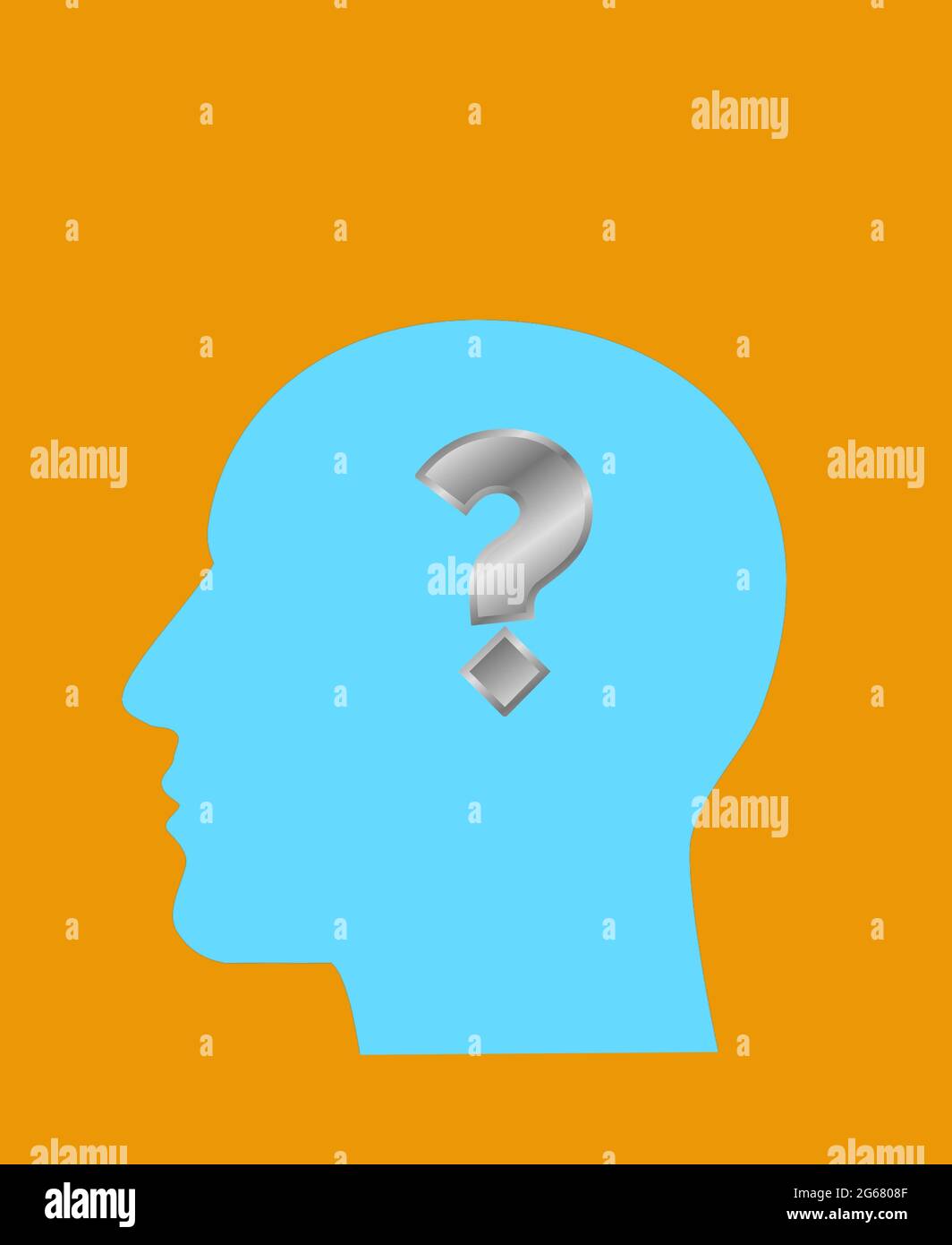 Conceptual background with human head silhouette and thoughts isolated ...