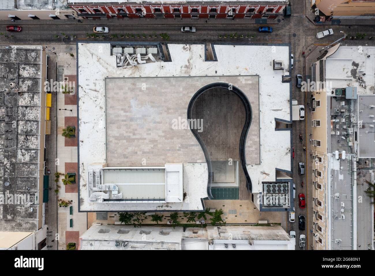 Merida, Mexico - May 24, 2021: Patio of Strings of the concert hall of ...