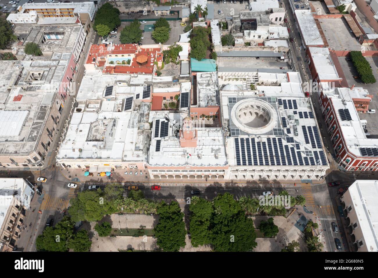 Merida, Mexico - May 25, 2021: Aerial view of the City Hall (Palacio ...