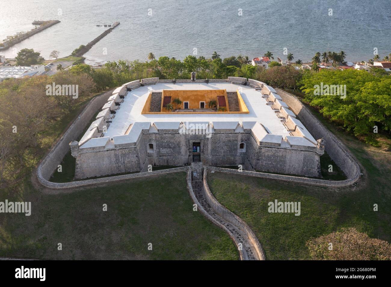 Aerial view of the Fort of San Miguel, in Campeche, Mexico in the ...