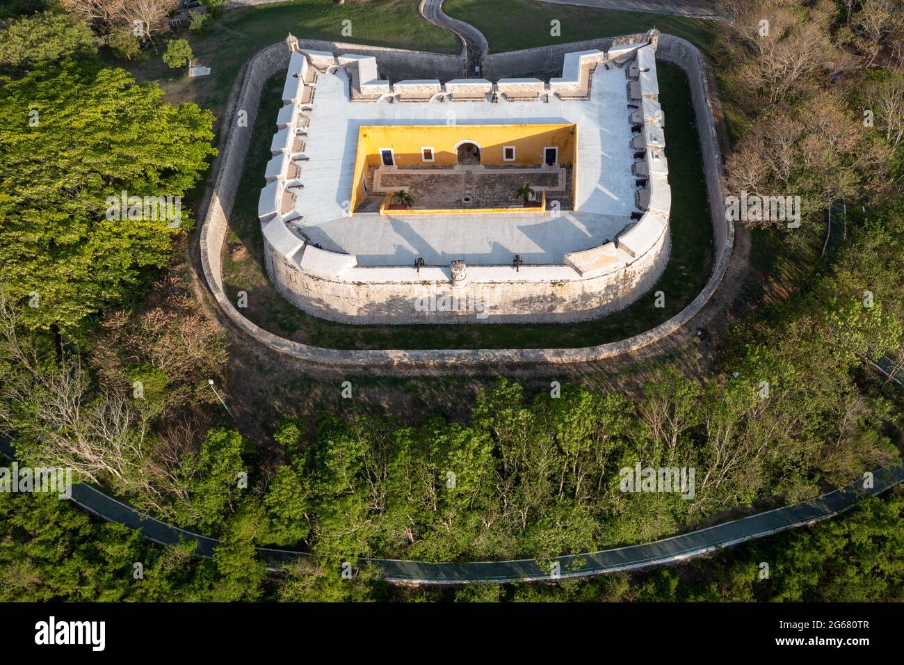 Aerial view of the Fort of San Miguel, in Campeche, Mexico in the ...